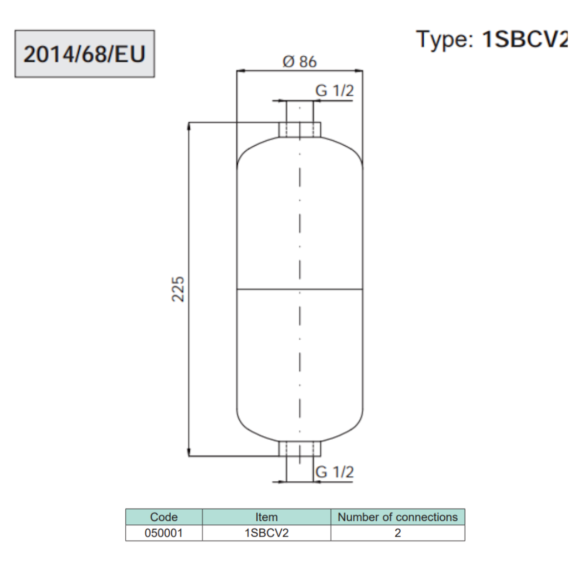 Air Reservoir ø160 X 175 H - G 1/2 | Hydraulic Megastore