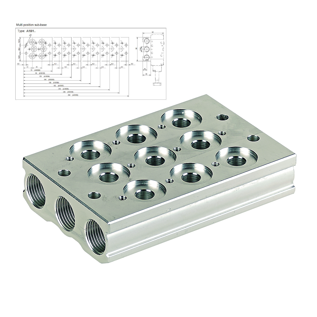 1/8" Sub Base 6 Positions | Hydraulic Megastore