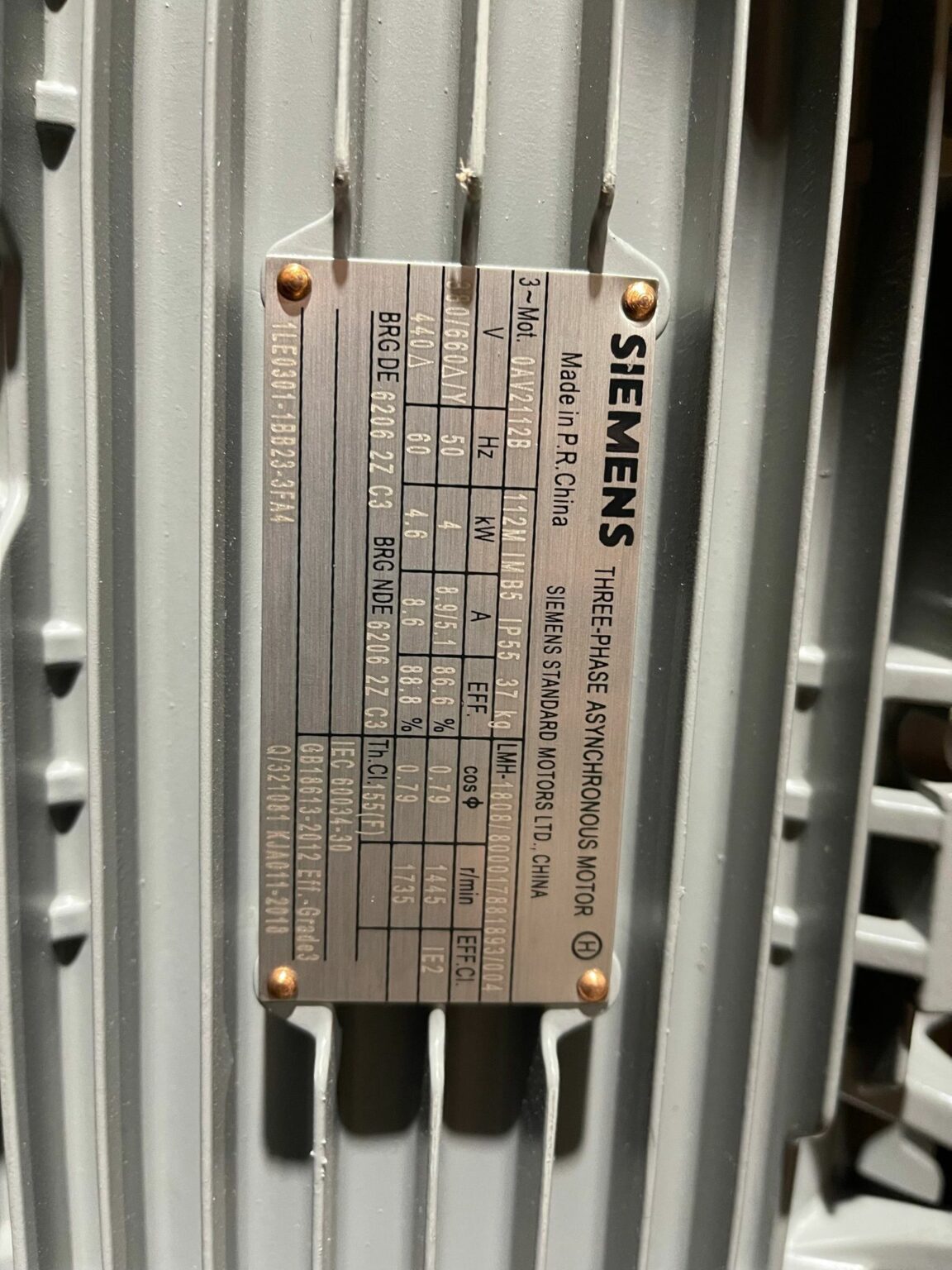 4kW Electric Motor - 3 Phase - 4 Pole (1445 RPM), 112M Frame, B5 ...